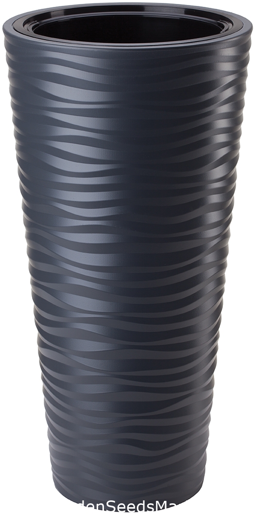 "Sahara slim" frost resistant round tall plant pot - 40 cm - anthracite ...