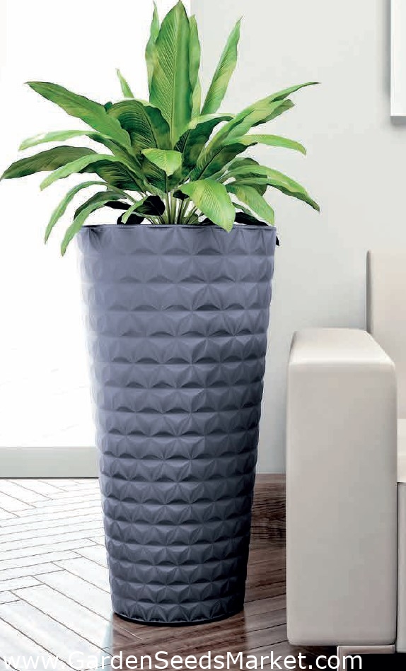 Pot tanaman bulat tinggi "Diament Slim" dengan sisipan - 40 cm - kelabu ...