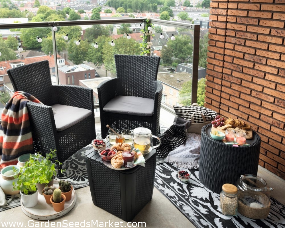 Garden cocktail cabinet with a beverage storing box - rattan finishing ...