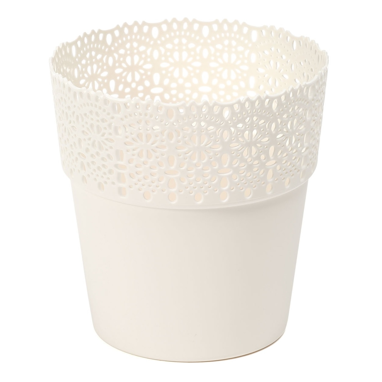 "Bella" mesh pot casing with a lace-like finishing - 17 cm - creamy ...