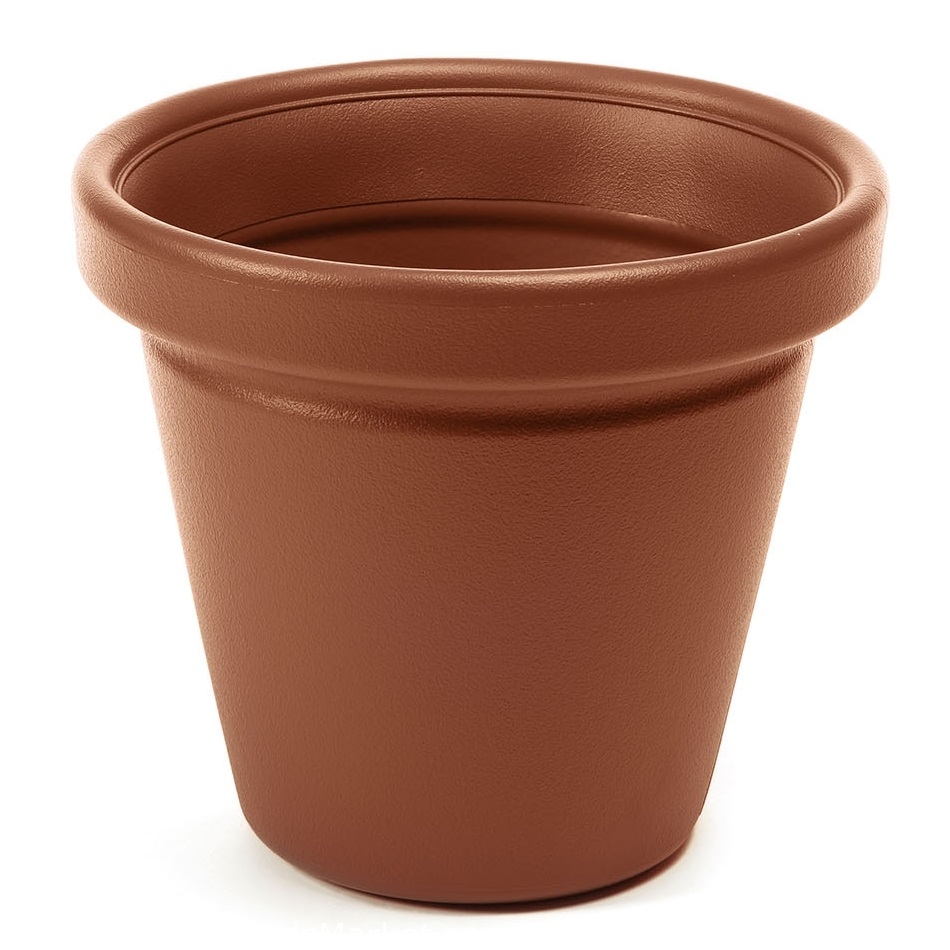 Cache-pot rond "Agawa" avec une soucoupe - 55 cm - rouge brique ...