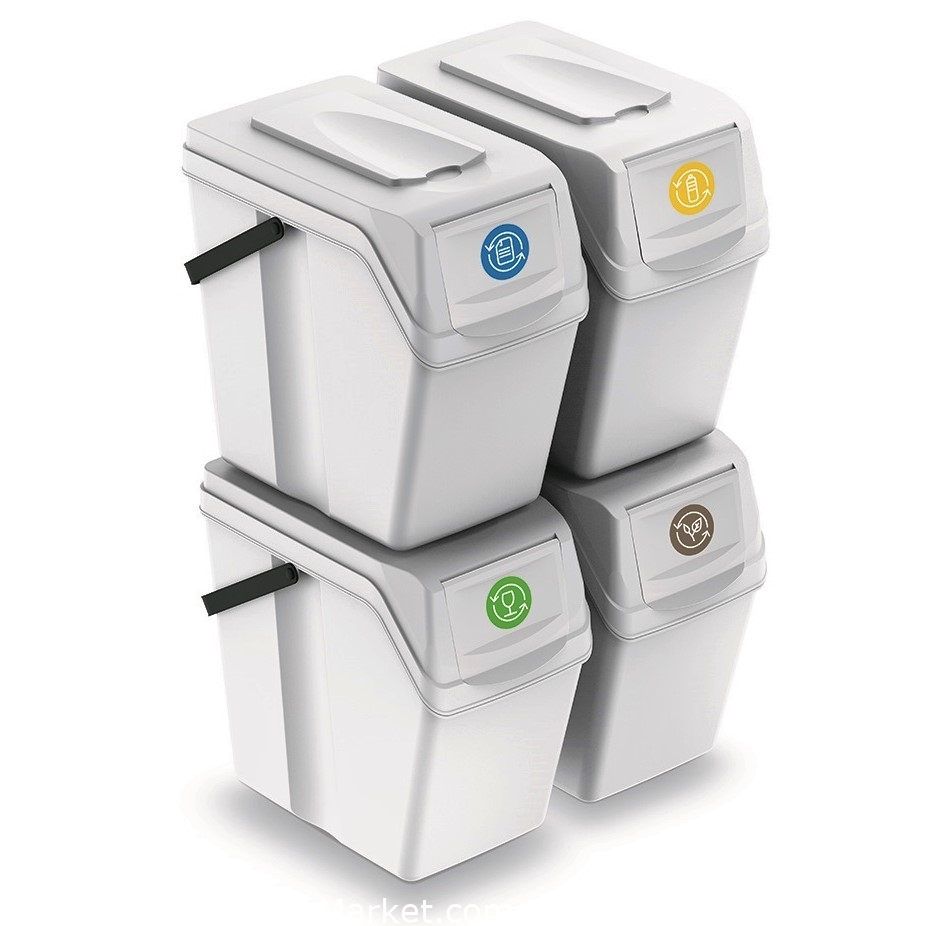 Waste segregation bins - 4 x 25 litres + bags - white – Garden Seeds ...